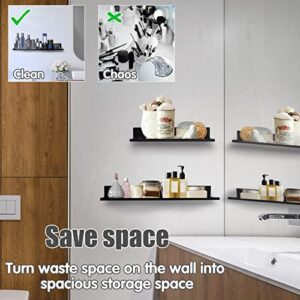 FSiyouda 2 Pack Sturdy and Durable Floating Shelves, Easy to Install Metal Wall Shelf, Modern Style Wall Mounted Shelves for Bathroom, Living Room, Kitchen, Bedroom, Black