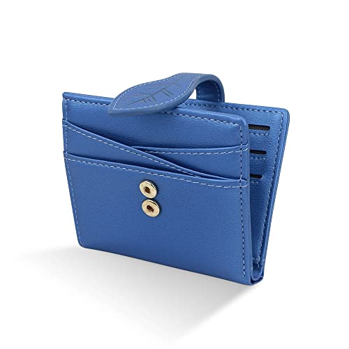 CONISY Small Wallet for Women, RFID Blocking Slim Leather Bifold Front Pocket Womens Wallet with Zipper Coin Purse (Blue)