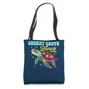 cherry grove beach sc artistic sea turtle retro tote bag