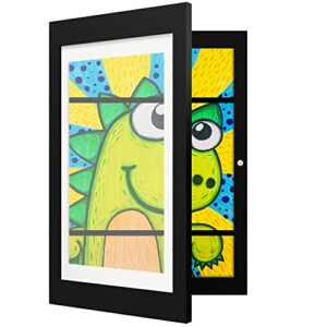 children art projects 11.8” x 8.3” kids art frames, a4 art-work wooden kid art frame front opening & changeable picture display, horizontal & vertical art display for kids artwork, crafts, drawing (1 pack/a4: 11.8 in*8.3 in, black)