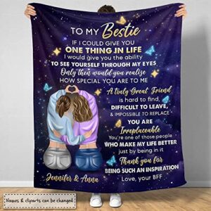 SANDJEST Personalized Best Friend Blanket Custom Name to My Bestie Fleece Throw Blanket Customized Gift for Girl Women BFF Best Friends Christmas Birthday Friendship Long Distace (Style 5)