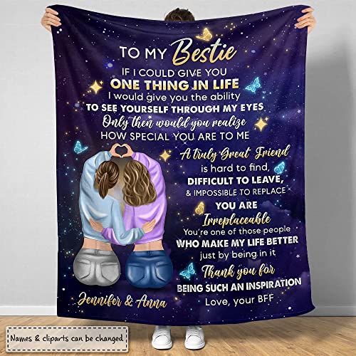 SANDJEST Personalized Best Friend Blanket Custom Name to My Bestie Fleece Throw Blanket Customized Gift for Girl Women BFF Best Friends Christmas Birthday Friendship Long Distace (Style 5)