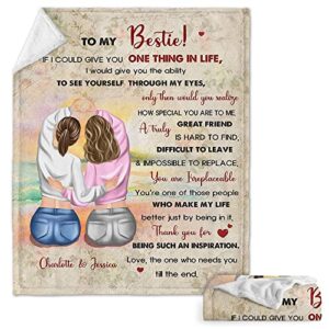 sandjest personalized best friend blanket custom friends names fleece throw blanket customized gift for girl women bff best friends christmas birthday friendship long distace