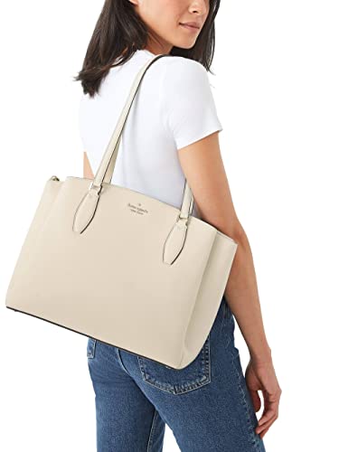 Kate Spade Monet Large Leather Triple Compartment Tote Shoulder Bag Purse Handbag (Light Sand)