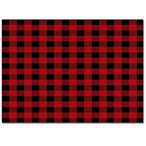 Red Black Checkered Plaid Geometric Area Rug, Black and Red Buffalo Soft Washable Carpet, Upholstery Rug with Non-Slip Backing for Kids Boys Girls Bedroom Living Room Dining Room Study 3ftx5ft