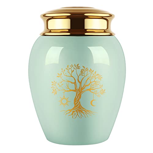 DGDCDV Human Ashes Keepsakes Urn 24 Cubic Inches, Small Ceramic Urns for Human Ashes, Tree of Life Cremation Urn, Urns for Sharing Adult Ashes, Pet Cat and Dog Urn, Adult Funeral Urn