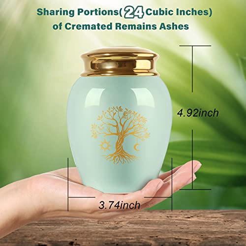 DGDCDV Human Ashes Keepsakes Urn 24 Cubic Inches, Small Ceramic Urns for Human Ashes, Tree of Life Cremation Urn, Urns for Sharing Adult Ashes, Pet Cat and Dog Urn, Adult Funeral Urn