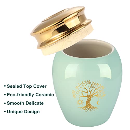 DGDCDV Human Ashes Keepsakes Urn 24 Cubic Inches, Small Ceramic Urns for Human Ashes, Tree of Life Cremation Urn, Urns for Sharing Adult Ashes, Pet Cat and Dog Urn, Adult Funeral Urn