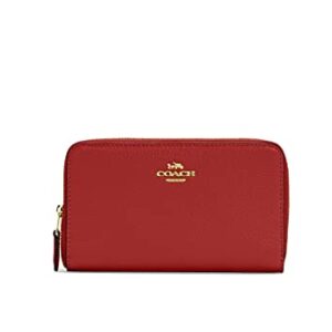 COACH Women's Medium ID Zip Wallet (Pebble Leather, Red Apple)