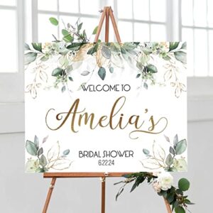 bridal shower sign, bridal shower decorations, bridal shower welcome sign, greenery bridal shower, 12″x18″, 18″x27″, 24″x36″, plastic sign, h stake, weatherproof, personalized floral bridal shower sign