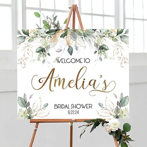 Bridal Shower Sign, Bridal Shower Decorations, Bridal Shower Welcome Sign, Greenery Bridal Shower, 12"x18", 18"x27", 24"x36", Plastic Sign, H Stake, Weatherproof, Personalized Floral Bridal Shower Sign