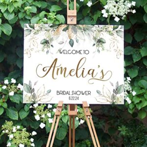 Bridal Shower Sign, Bridal Shower Decorations, Bridal Shower Welcome Sign, Greenery Bridal Shower, 12"x18", 18"x27", 24"x36", Plastic Sign, H Stake, Weatherproof, Personalized Floral Bridal Shower Sign