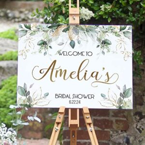 Bridal Shower Sign, Bridal Shower Decorations, Bridal Shower Welcome Sign, Greenery Bridal Shower, 12"x18", 18"x27", 24"x36", Plastic Sign, H Stake, Weatherproof, Personalized Floral Bridal Shower Sign