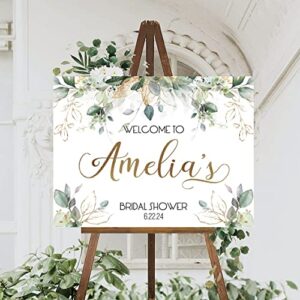 Bridal Shower Sign, Bridal Shower Decorations, Bridal Shower Welcome Sign, Greenery Bridal Shower, 12"x18", 18"x27", 24"x36", Plastic Sign, H Stake, Weatherproof, Personalized Floral Bridal Shower Sign