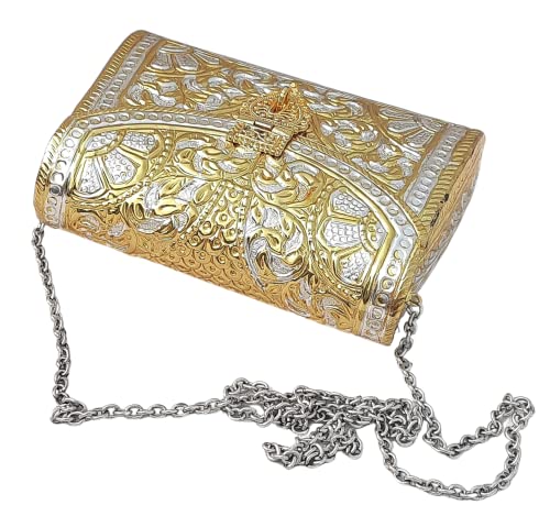 Trend Overseas Golden Metal bridal bag Brass Metal Clutch Sling Bag Ethnic Antique clutch, Golden