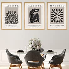 UPWOIGH Matisse Black And White Wall Art Poster Set of 3, 12x16in Unframed Real Quality Canvas Paintings for Tasteful Art Poster, Decoration in Living Room, Bathroom,Hallway Bedroom