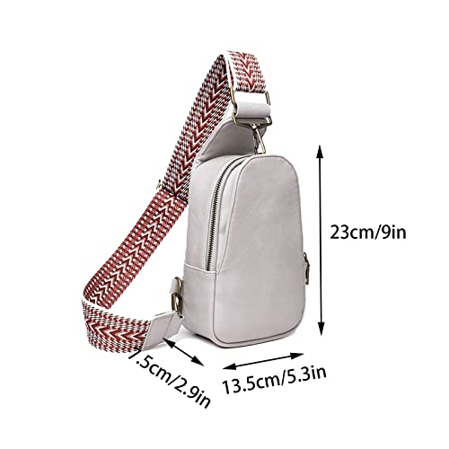 Qonioi Women Chest Bag Sling Bag Small Crossbody Leather Satchel Daypack for Lady Shopping Travel Fashion Shoulder Strap