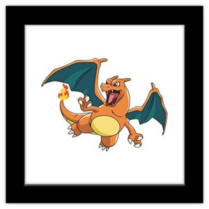 trends international gallery pops pokemon – charizard wall art, black framed version, 12” x 12”