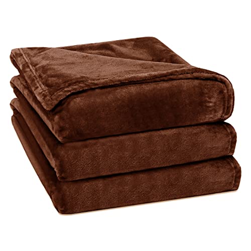 Rerelife Soft Fleece Throw Blanket, Throw Plush Cozy Thick Flannel 350GSM Lightweight Blanket for Couch Bed Sofa (Coffee Brown,40x60 Inches)