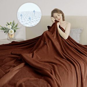 Rerelife Soft Fleece Throw Blanket, Throw Plush Cozy Thick Flannel 350GSM Lightweight Blanket for Couch Bed Sofa (Coffee Brown,40x60 Inches)