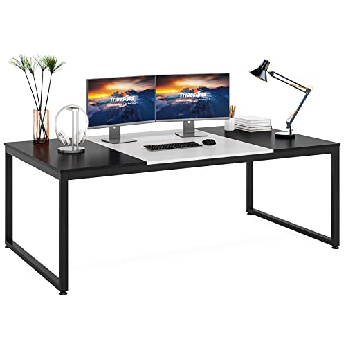 Tribesigns 70.8 Inch Modern Executive Desk, Large Workstation Office Computer Table, Modern Simple Business Study Writing Desk Furniture for Home Office, Black and White