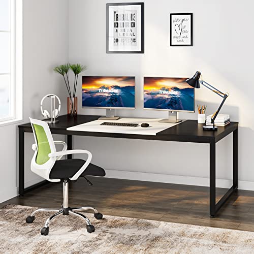 Tribesigns 70.8 Inch Modern Executive Desk, Large Workstation Office Computer Table, Modern Simple Business Study Writing Desk Furniture for Home Office, Black and White