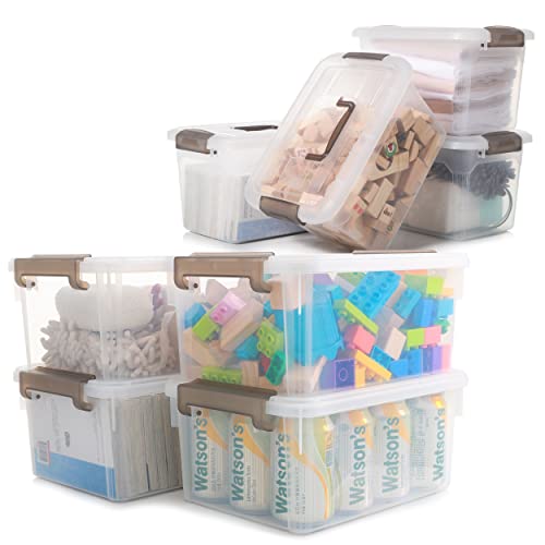 Citylife 8 Packs Plastic Storage Bins with Lids Stackable Storage Containers for Organizing Large Multi-Purpose Shoe Box