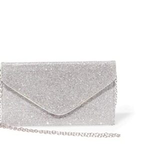 Steve Madden Swagger Rhinestone Clutch, Silver