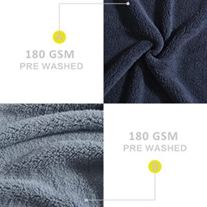 Nautica- Throw Blanket, Ultra Soft Plush Sherpa Home Décor, Reversible All Season Bedding (Solid Navy/Light Blue, 50 x 60)