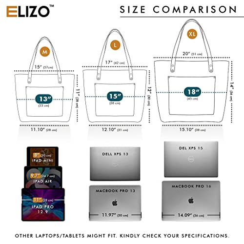 ELIZO Leather Tote Bag for Women Genuine Leather Shoulder Bag Work Totes For Women Large Purse Bag