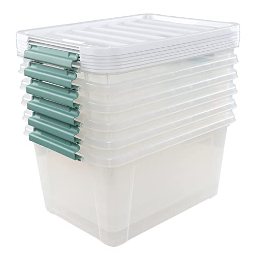 Qskely 6-Pack 35 L Plastic Storage Box, Latch Storage Box with Lids