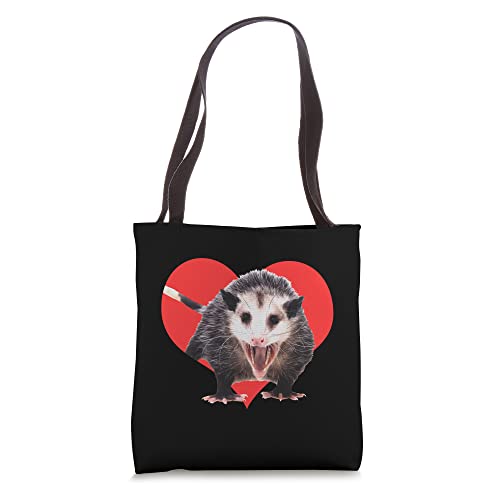 I Love Possums & Opossums - Red Heart Funny Possum Lover Tote Bag