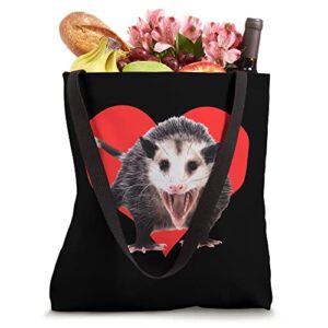 I Love Possums & Opossums - Red Heart Funny Possum Lover Tote Bag