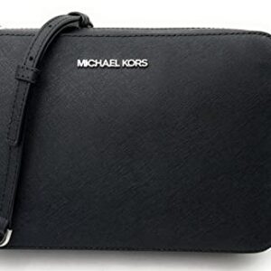 Michael Kors Women's Jet Set Item Crossbody Bag in Black with Silver hardware (Black/Silver)