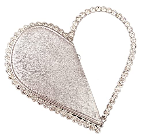 Women Cute Heart Shape Evening Clutch Bags Rhinestone Diamond Tote Bag Frame Wedding Party Purse Handbag