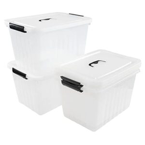 Uumitty 4-Pack 25 Quart Storage Boxes, Plastic Storage Latch Bin, Clear