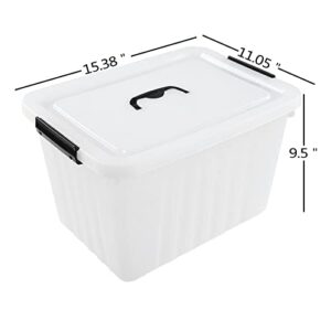 Uumitty 4-Pack 25 Quart Storage Boxes, Plastic Storage Latch Bin, Clear