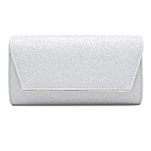 Milisente Clutch Purses For Women Sparkle Glitter Evening Bags Bridal Purse(Silver)