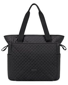 bagsmart quilted tote bag, top handle handbags for women, shoulder bag, durable carry handles, machine washable, 25l large hobo bag for work, school, travel