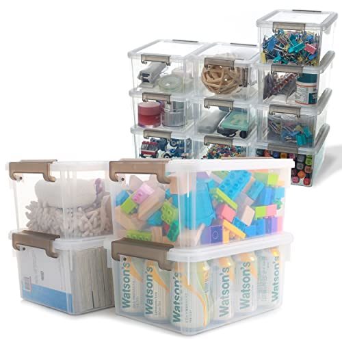 Citylife 14 Packs Plastic Storage Bins with Lids Stackable Storage Containers for Organizing Large Multi-Purpose Shoe Box