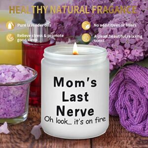 Candles Gifts for Mom, Mothers Day Gifts for Mom from Daughter Son, Funny Unique Relaxing Birthday Gifts for Mom, Lavender Scented Frosted Glass Jar Soy Wax Candles, 7oz