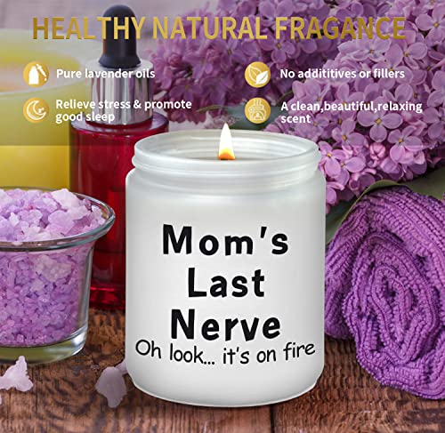 Candles Gifts for Mom, Mothers Day Gifts for Mom from Daughter Son, Funny Unique Relaxing Birthday Gifts for Mom, Lavender Scented Frosted Glass Jar Soy Wax Candles, 7oz