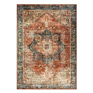 wonnitar machine washable large area rug – 5×7 persian ultra-thin living room throw rug,distressed non-slip vintage dining room mat,oriental printed indoor carpet for bedroom basement dorm,orange