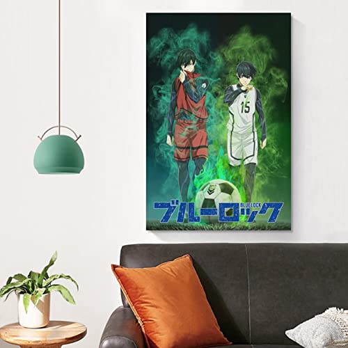 MXDL Blue Lock Anime Poster Isagi Yoichi Vs Itoshi Rin Poster 90s Canvas Wall Art Room Aesthetic Decor Posters 12x18inch(30x45cm)