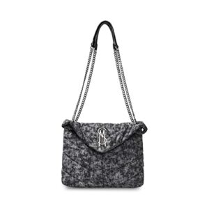 steve madden britta denim quilt shoulder bag, black