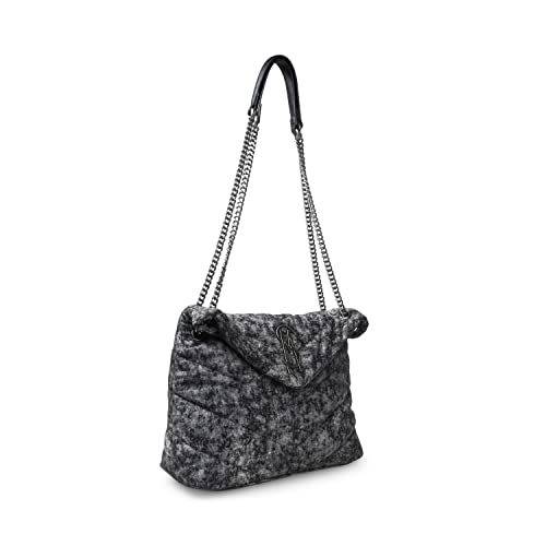 Steve Madden Britta Denim Quilt Shoulder Bag, Black