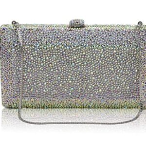 Bestenda Crystal Evening Handbags for Women,Wedding Party Rhinestone Clutch Purse Silver AB