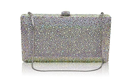 Bestenda Crystal Evening Handbags for Women,Wedding Party Rhinestone Clutch Purse Silver AB