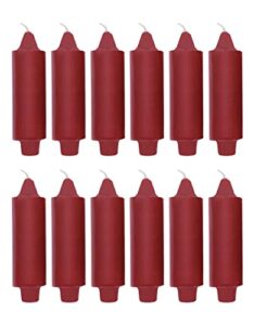 pacific co. 12 pack coach candles unscented 5” x 1½” with 7/8” base to fit traditional candle holders including the booklet ”candle factoids trivia & safety guidelines” made in usa (red)