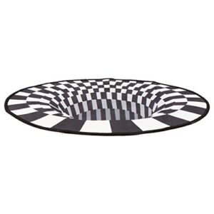 besportble floor rug circle rugs carpet 2ft small oval floor mat sunken visual effect black- white carpet pet lying mat porch insole home decor 60x39cm